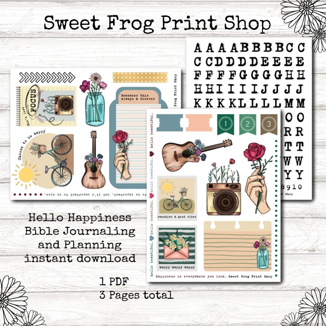 Hello Happiness Bible Journaling and Planning Instant Download - Etsy