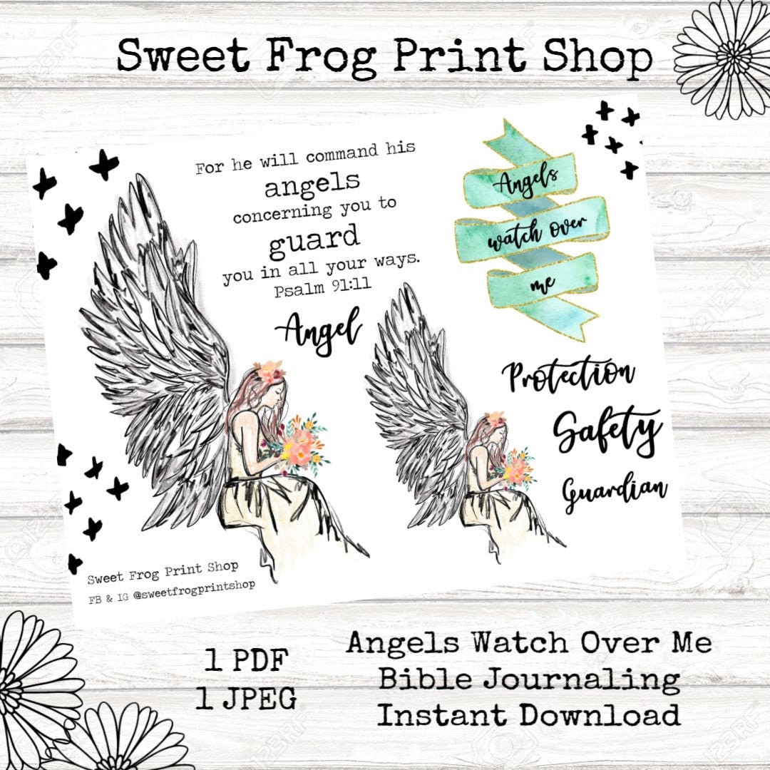 Angels Watch Over Me Bible Journaling Instant Download - Etsy