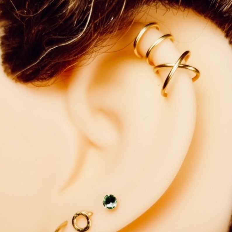 Gold Ear Cuff Double and Criss Cross Ear Cuffs 14K Gold | Etsy