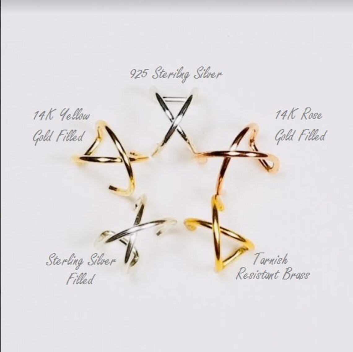 Double and Criss Cross Ear Cuffs 14K Gift Gifts Under 20 - Etsy