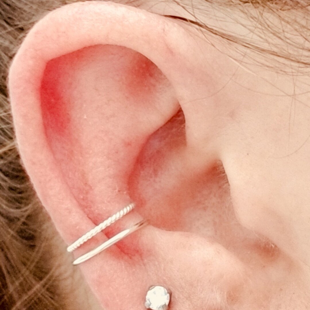 SET of Conch Earrings - Thin Smooth and Twisted Conch Hoop Set- Faux ...