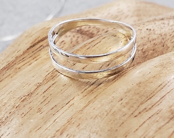 Double Band Sterling Silver Ring - Etsy