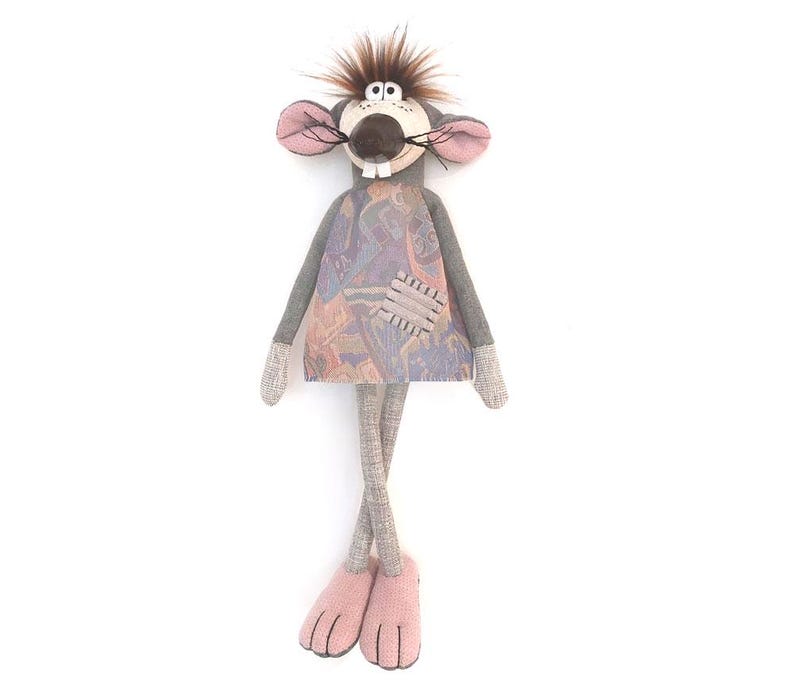 Handmade Fabric Big Mouse Doll: Collectible Textile Doll, Baby Shower ...