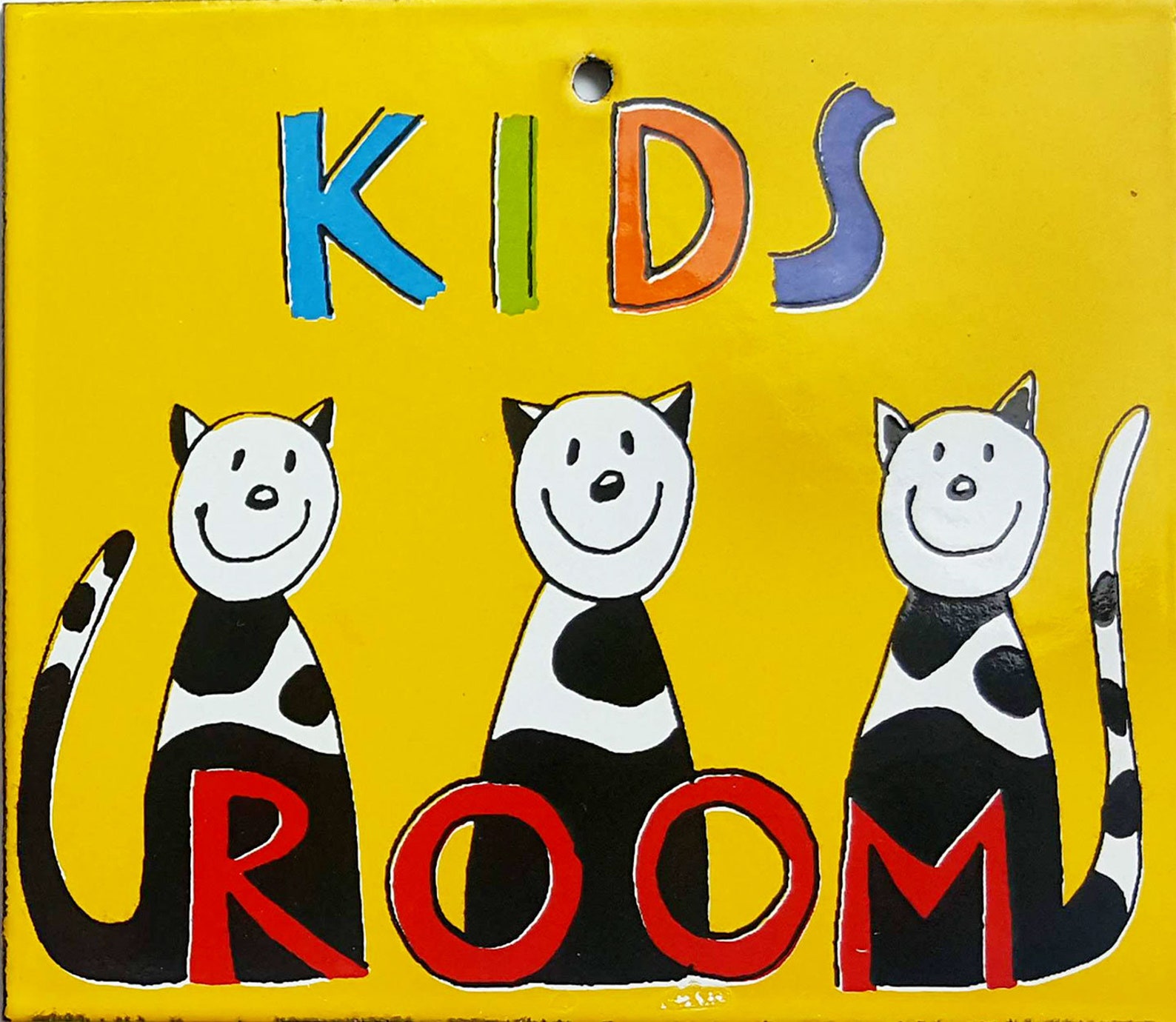 Kids Door Sign, Metallic Door Decors With Cats for Childrens Room ...