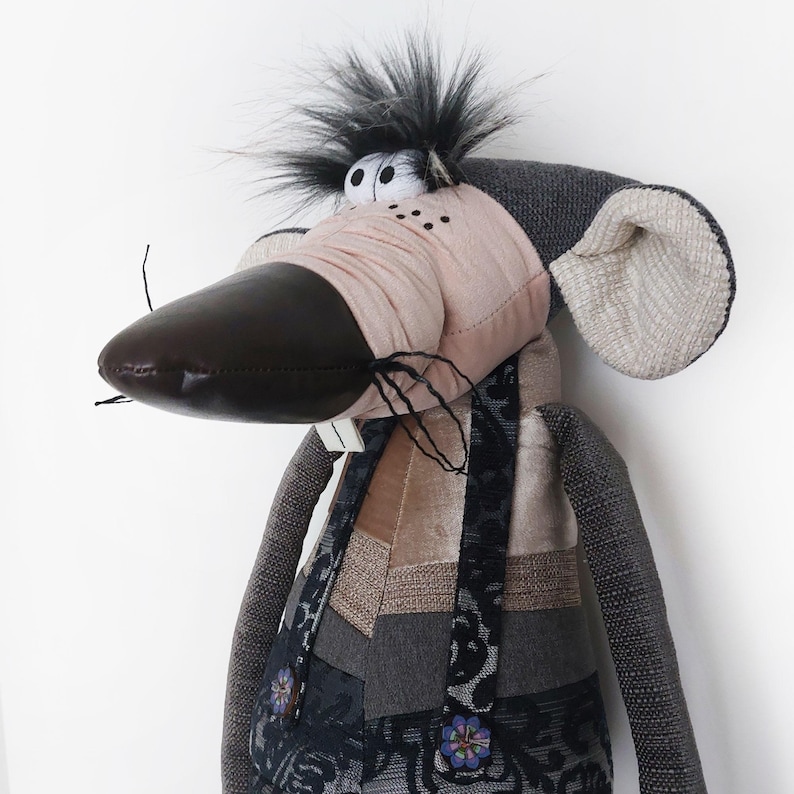 Handmade Fabric Big Mouse Doll: Collectible Textile Doll, Baby Shower ...