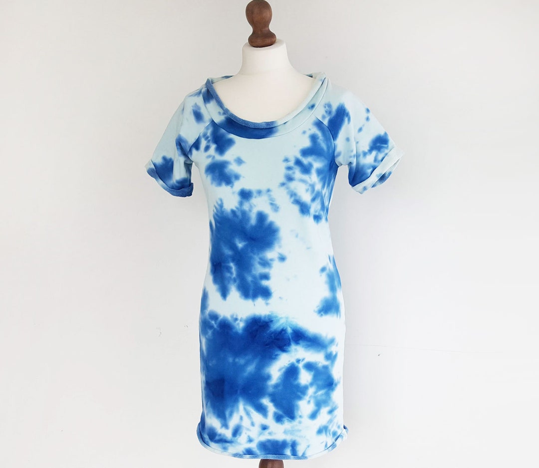 Vintage Blue Batik Cotton Dress - Size S - Etsy