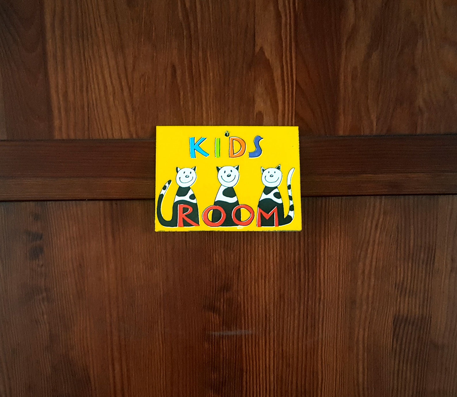 Kids Door Sign, Metallic Door Decors With Cats for Childrens Room ...