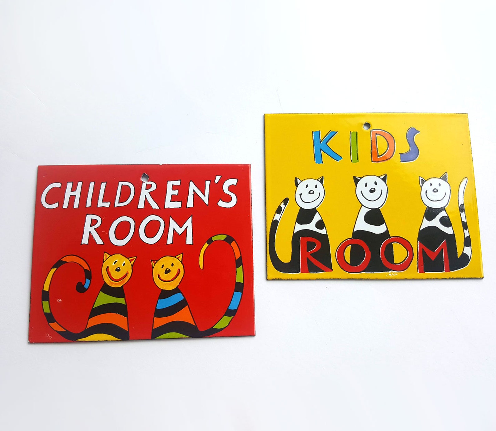 Kids Door Sign, Metallic Door Decors With Cats for Childrens Room ...