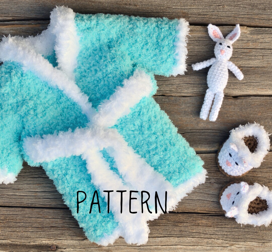 PDF Crochet Pattern - Cozy Bathrobe Set for 18" Dolls; Bathrobe, Bunny ...