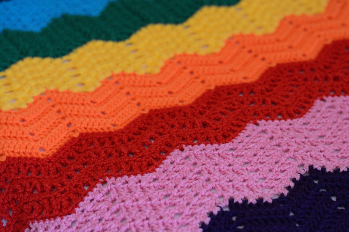 PDF Crochet Pattern Rainbow Ripple Blanket | Etsy