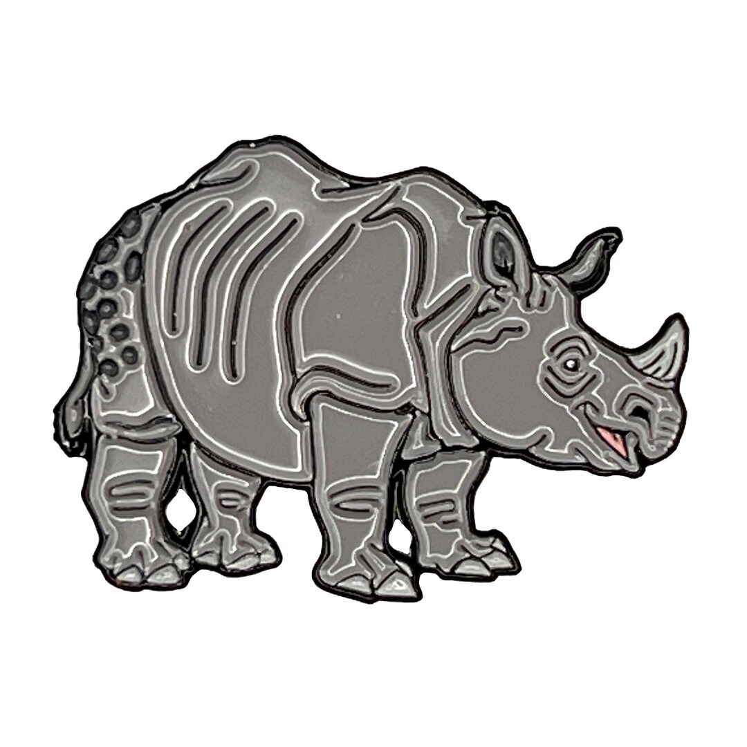 Greater One-horned Rhino Pin - Etsy