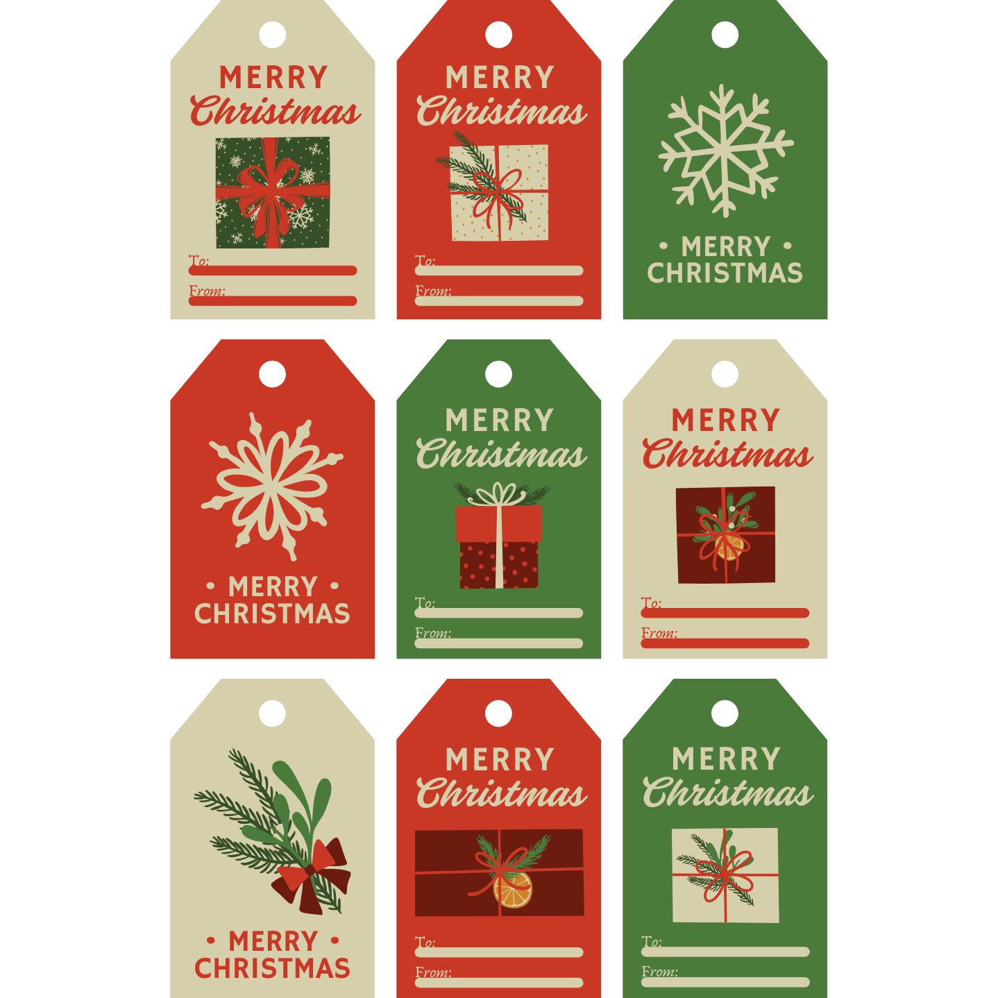 Christmas Gift Tags Printable PDF 2025–over 675 Classic Red Green Gold ...