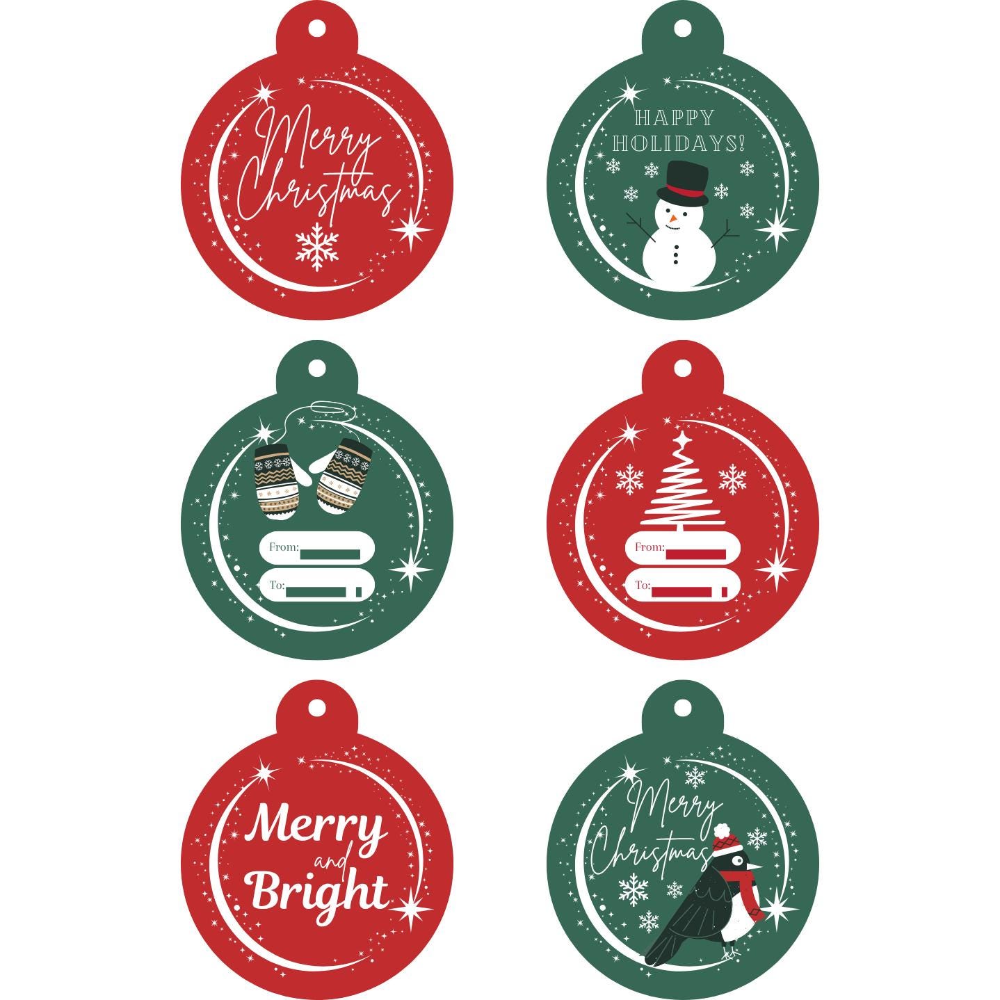 Christmas Gift Tags Printable PDF 2025–over 675 Classic Red Green Gold ...