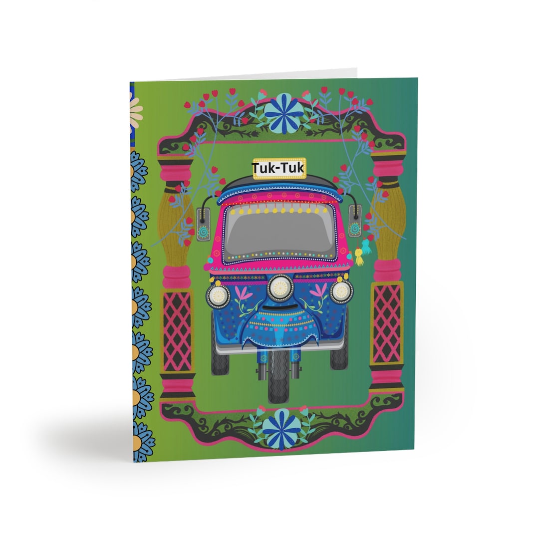 Greeting Cards 8, 16, and 24 Pcs, Indian Tuk-tuk Auto Rickshaw, Blank ...