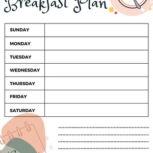 Breakfast Planner Printable | Grocery List | PDF - Etsy