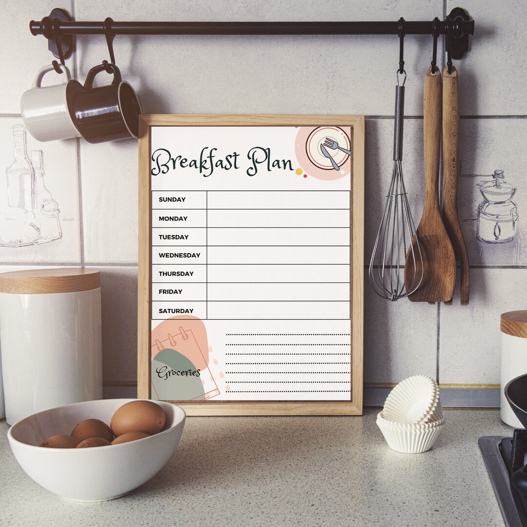 Breakfast Planner Printable | Grocery List | PDF - Etsy