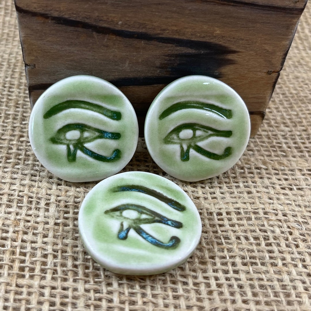 Set of 3 Key Lime Eye of Horus Egyptian Hieroglyph, Egypt All Seeing ...