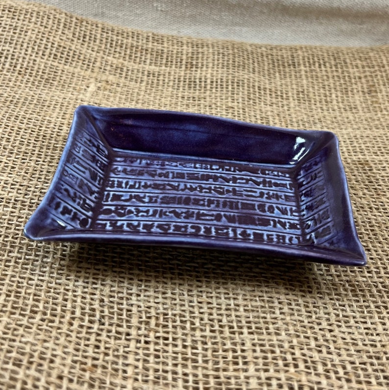 Dark Purple Egyptian Hieroglyph Offering Plate, Egypt Candle Plate ...