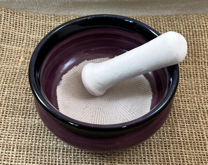 Small Wheel Thrown Grooved Mortar and Pestle Food Safe - Etsy