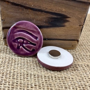 Set of 2 Red Violet (mulberry) Eye of Horus, Egyptian Eye Magnet, Super ...