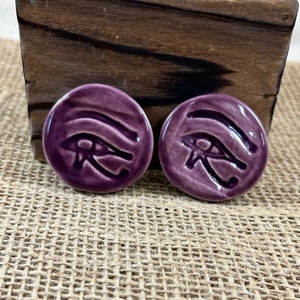 Set of 2 Red Violet (mulberry) Eye of Horus, Egyptian Eye Magnet, Super ...