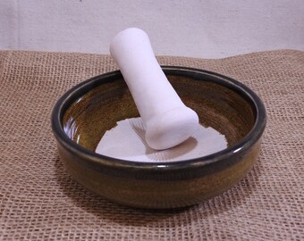 Small Wheel Thrown Grooved Mortar and Pestle Food Safe - Etsy
