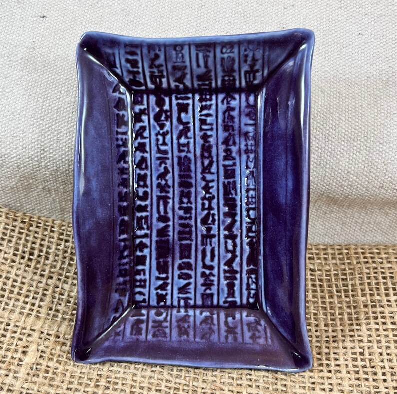 Dark Purple Egyptian Hieroglyph Offering Plate, Egypt Candle Plate ...