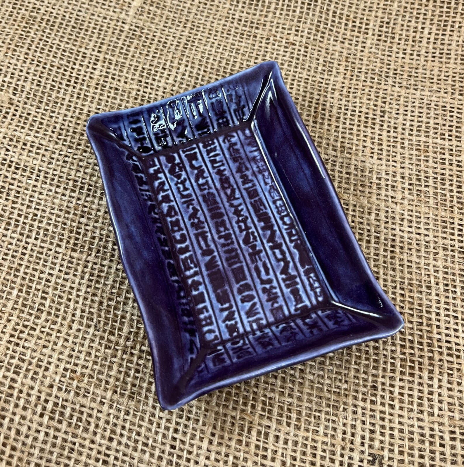 Dark Purple Egyptian Hieroglyph Offering Plate, Egypt Candle Plate ...