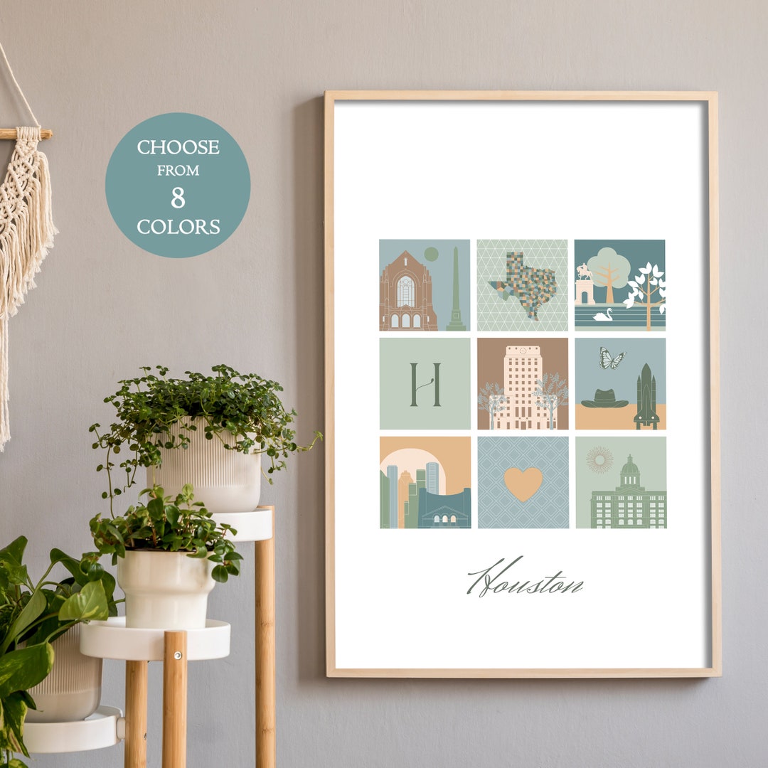 Houston Poster, Boho Art Printable Wall Art, Wall Decor Gift, Download ...