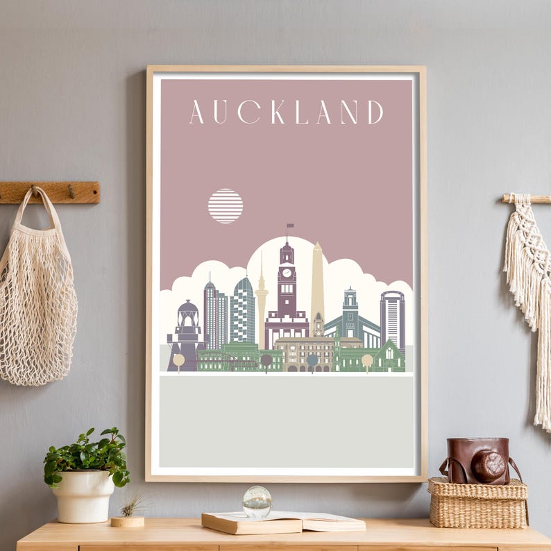 Auckland New Zealand Poster, Skyline Digital City Art Print, Cultural ...