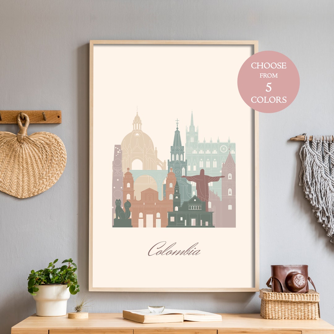 Colombia Poster, Printable Wall Art, Travel Gift, Mid Century Modern ...