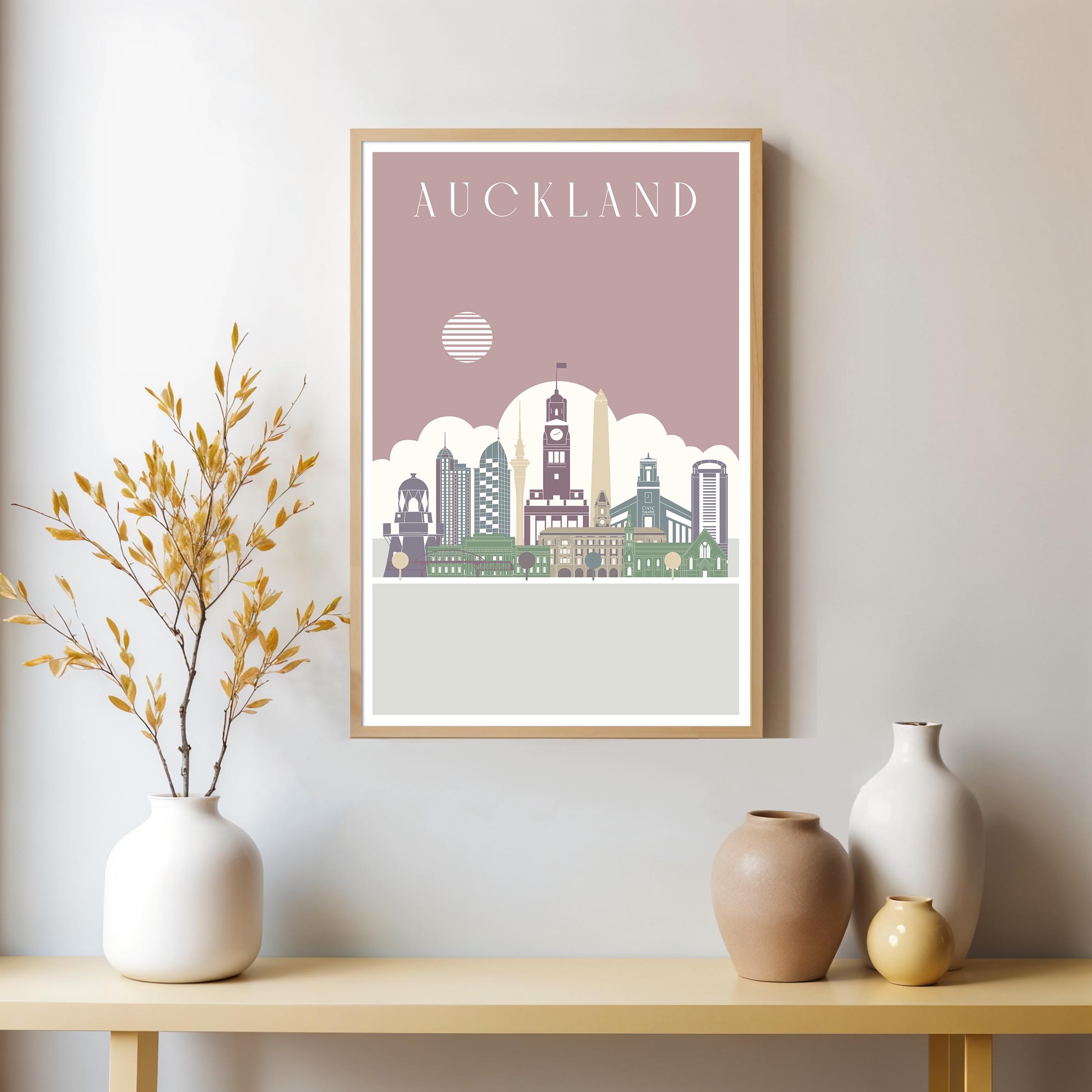 Auckland New Zealand Poster, Skyline Digital City Art Print, Cultural ...