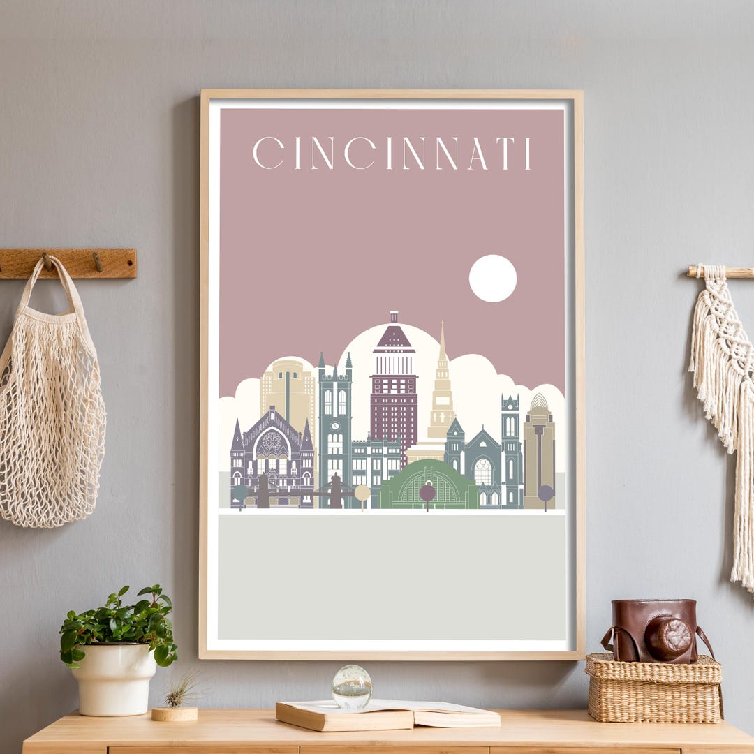 Cincinnati Poster, Digital Art Printable, City Print Wall Art ...