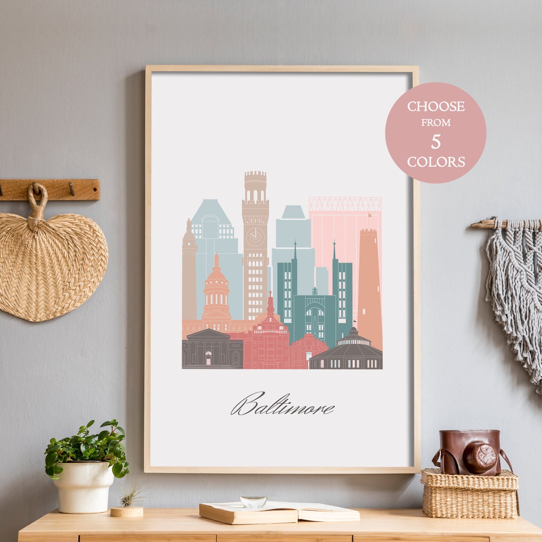 Baltimore Decor Poster, Map City Print, Aesthetic Prints Wall Art ...