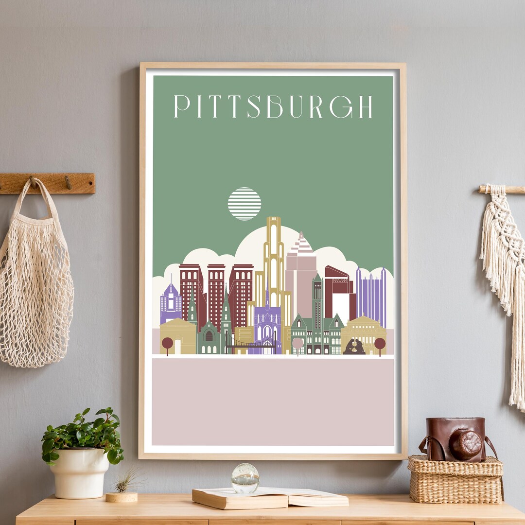 Custom Pittsburgh Skyline Printable, Perfect for Celebrating Travel ...
