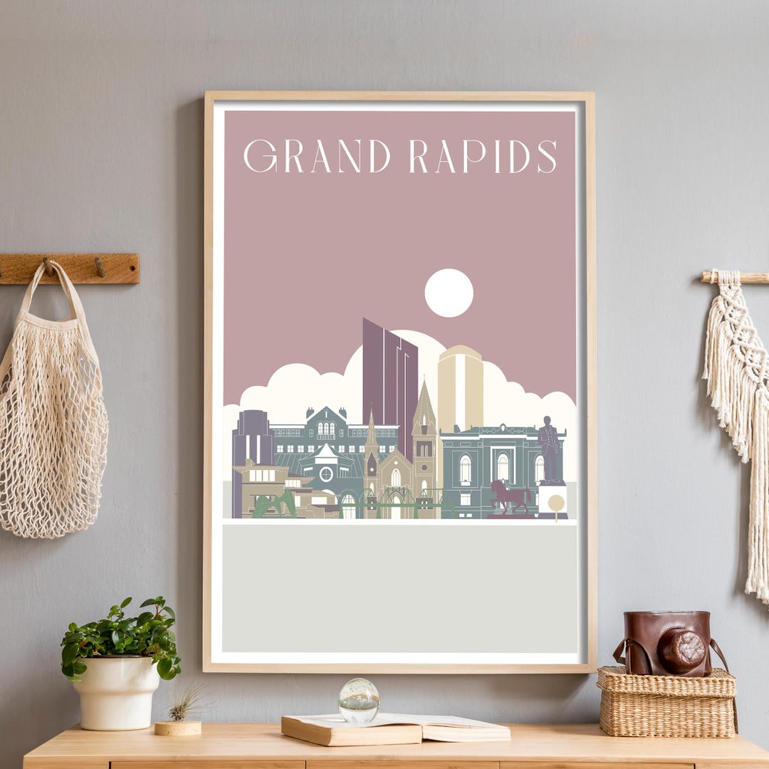 Customizable Grand Rapids Skyline Digital Print, Perfect Gift for Any ...