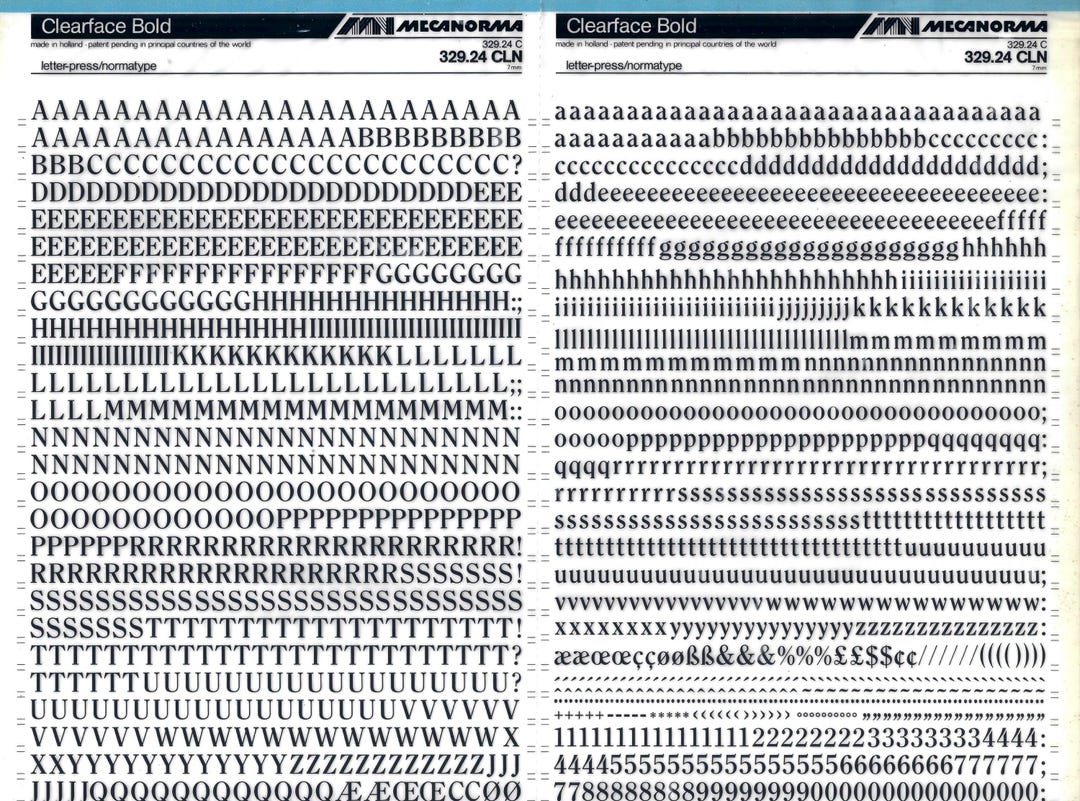 Mecanorma Dry Transfer Lettering Sheet 329.24 CLN CLEARFACE BOLD 7MM - Etsy