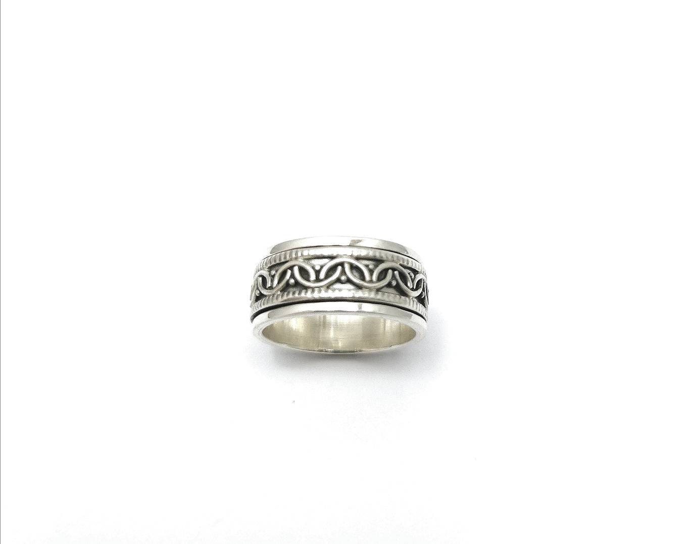 Boho Spinning Ring 925 Silver for Men and Women, Meditation Ring