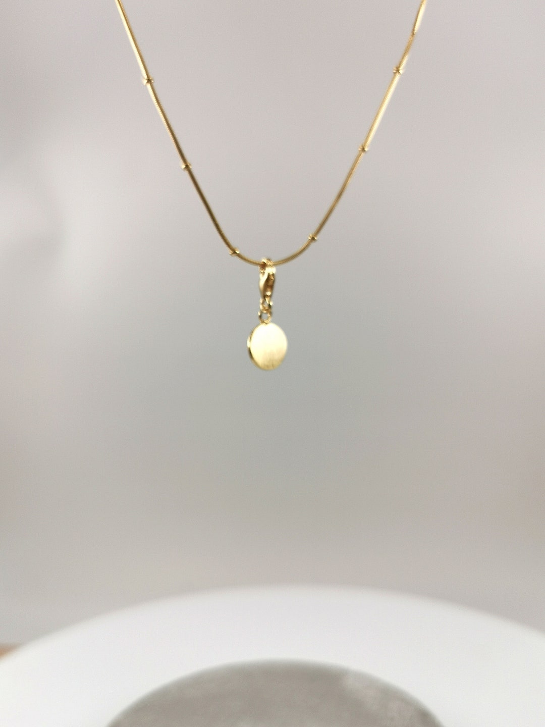 Plain Gold Clip on Charm, Tiny Circular Gold Charm, 18k Gold Plated 925 ...