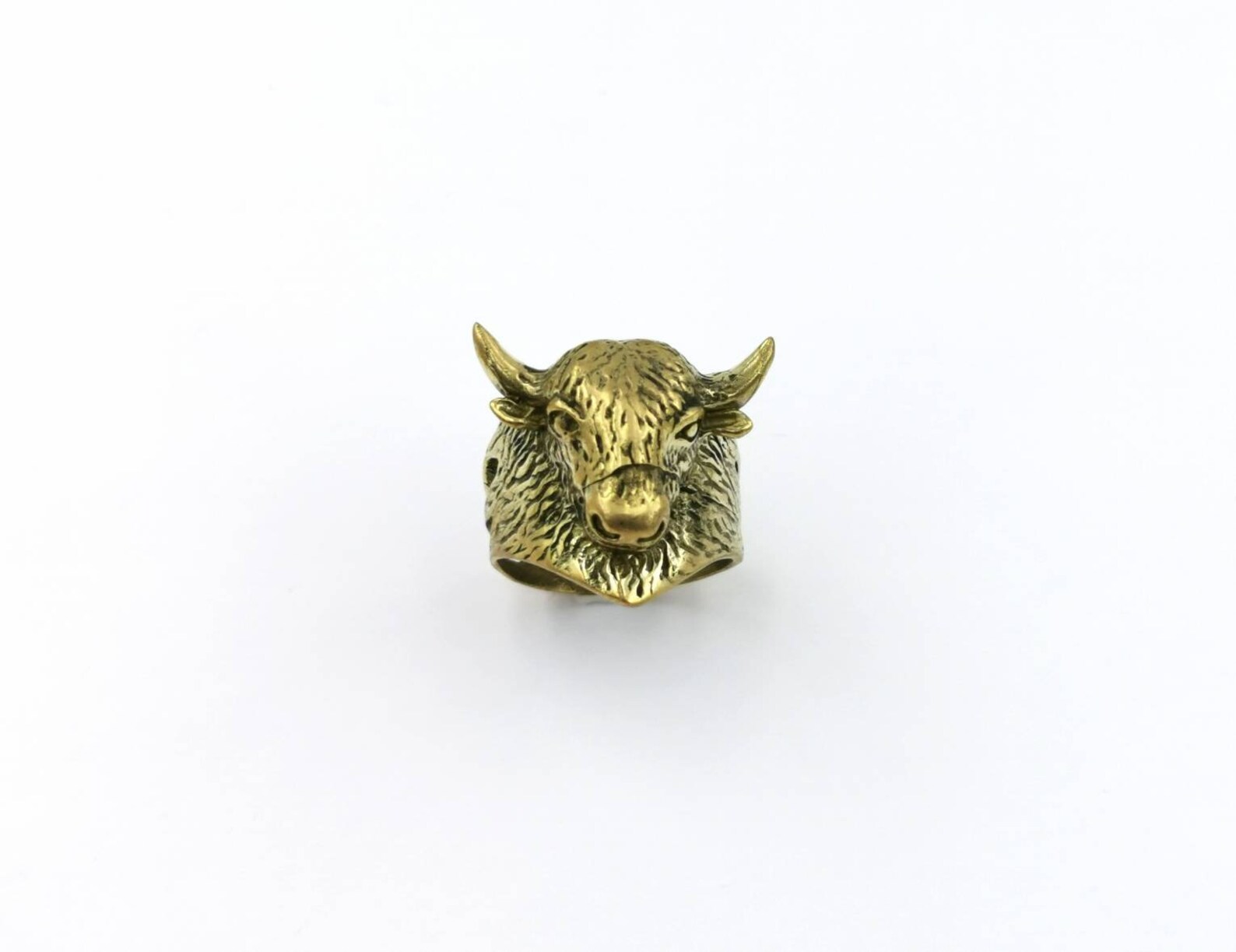 Buffalo Brass Ring Animal Head Ring Golden Men Ring - Etsy