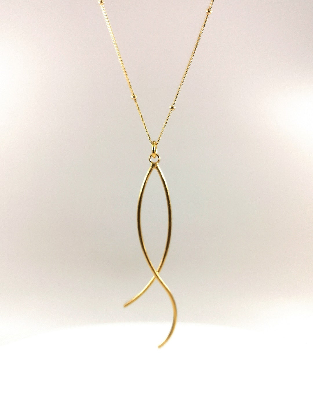 Abstract Minimalist Gold Pendant, Matte Gold Necklace, 18k Gold Plated ...