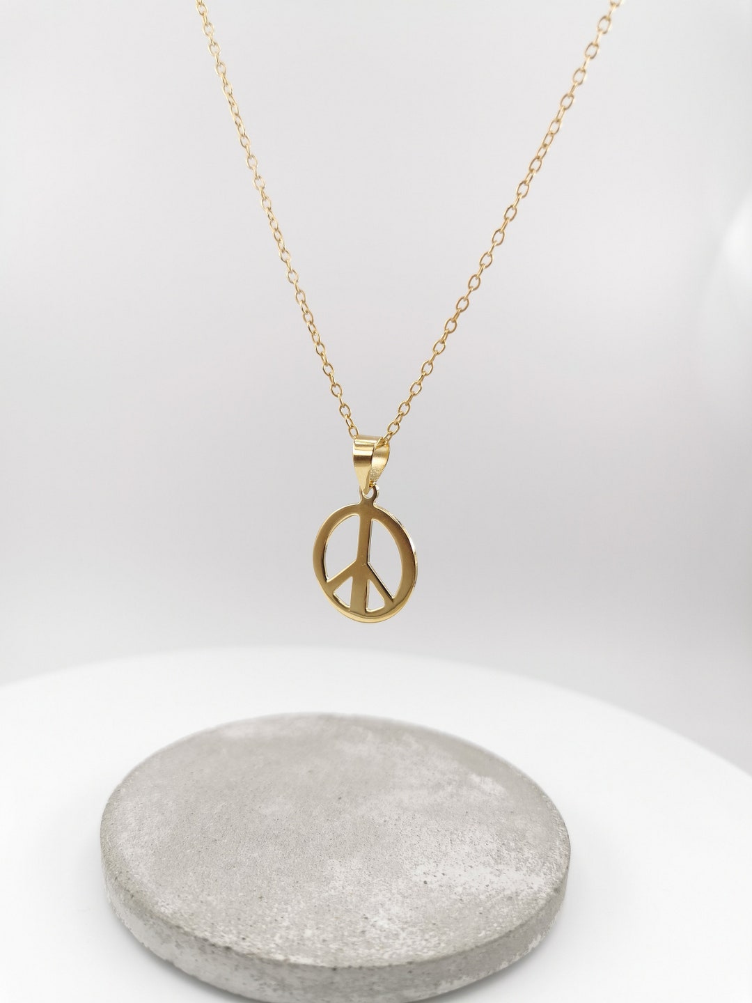 Peace Symbol Gold Pendant 18K Gold Plated 925 Silver Peace - Etsy