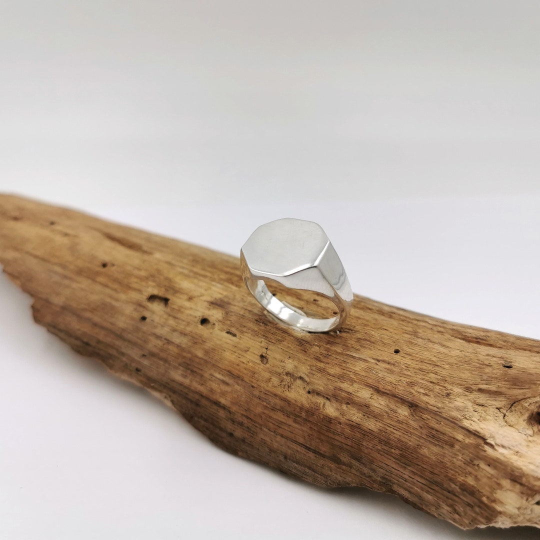 Hexagonal Unisex Signet Ring 925 Silver - Etsy