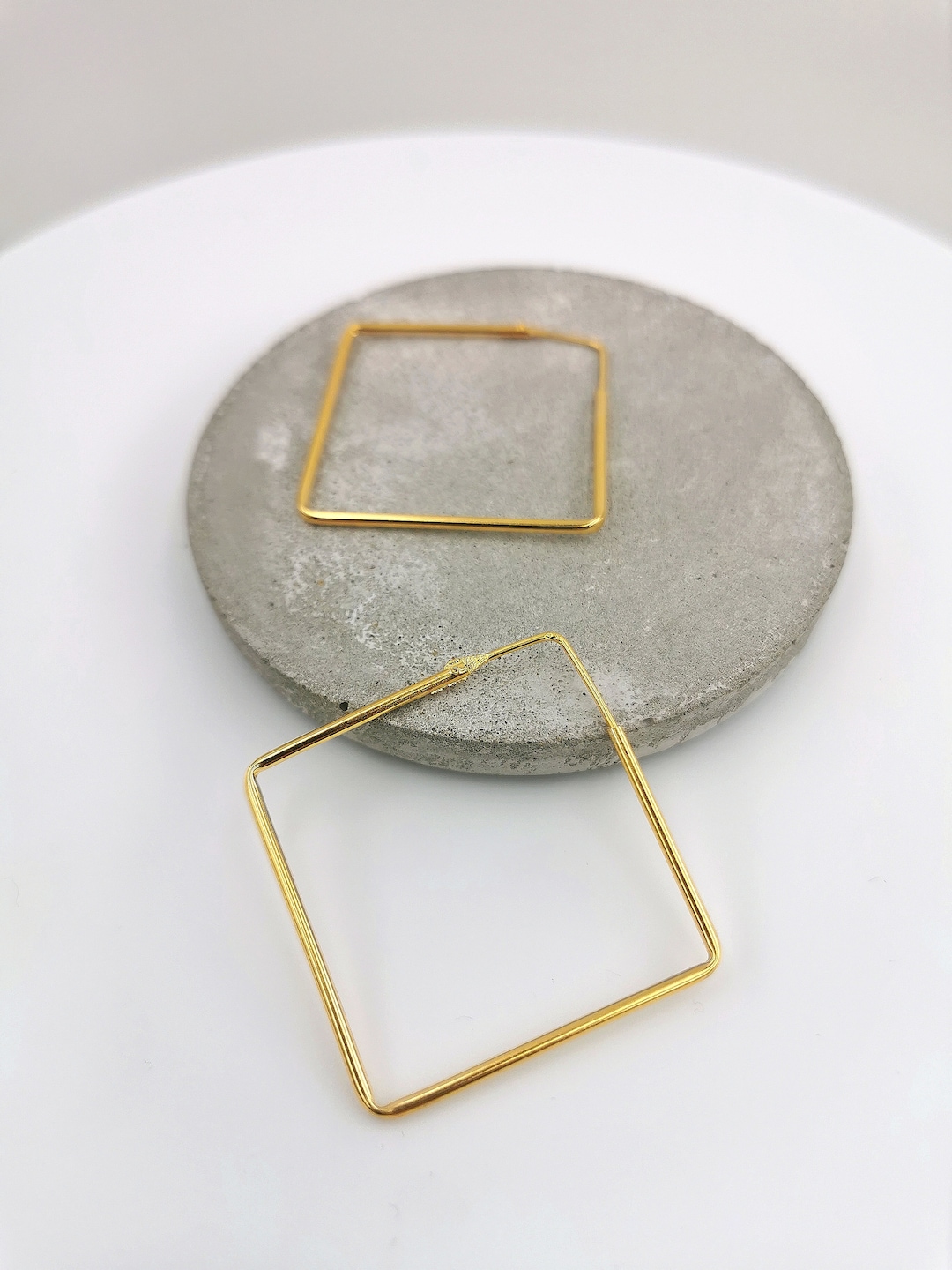 Gold Square Hoop Earrings, Three Sizes Available, 18k Gold Plated 925 Silver Square Hoops - Etsy