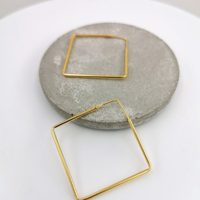 Square Gold Earrings - Etsy