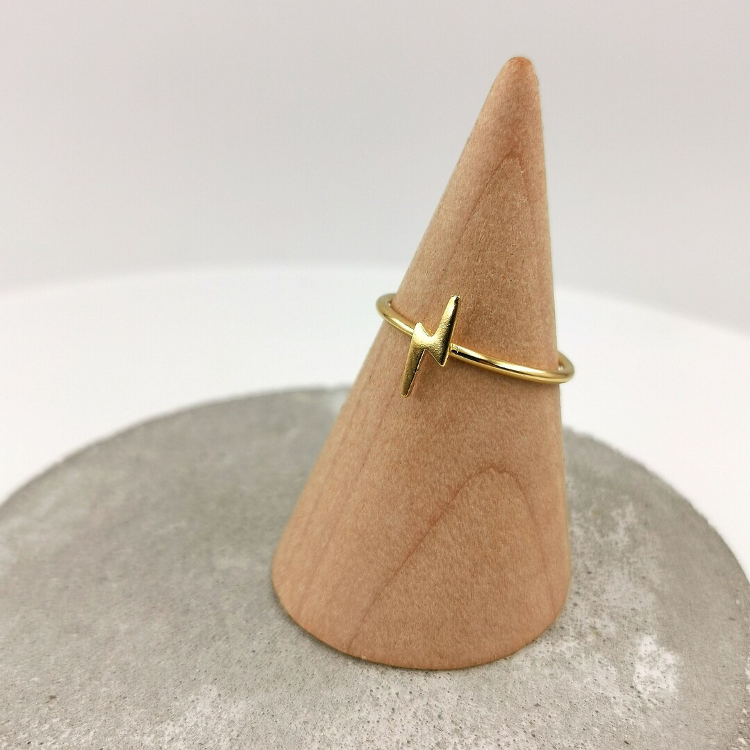 Thin Gold Lightning Ring, Flash Ring, Harry Potter Ring, 18k Gold ...