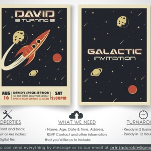 Retro Space Birthday Invitation - Etsy