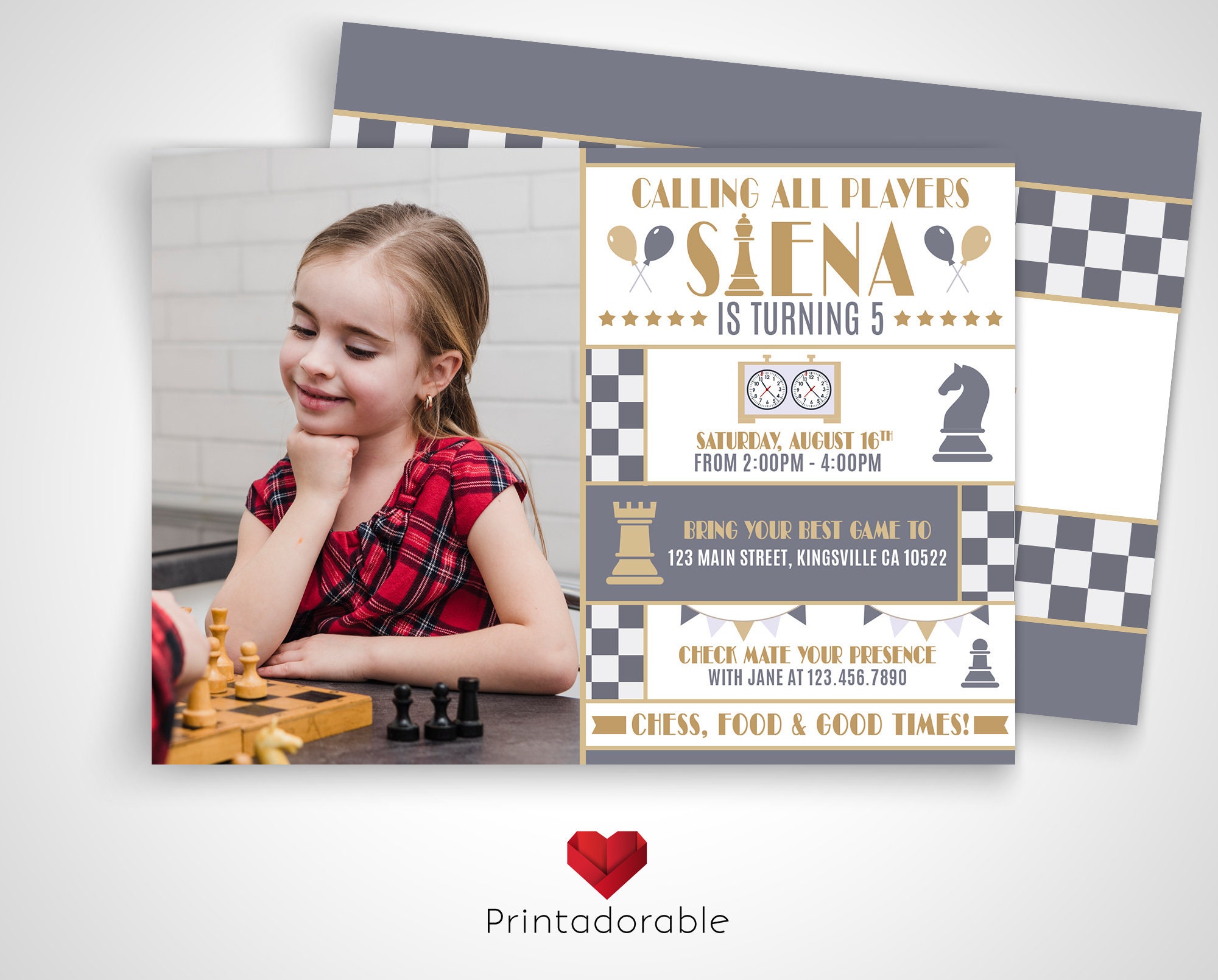 Chess Birthday Party Invite with Photo | Etsy