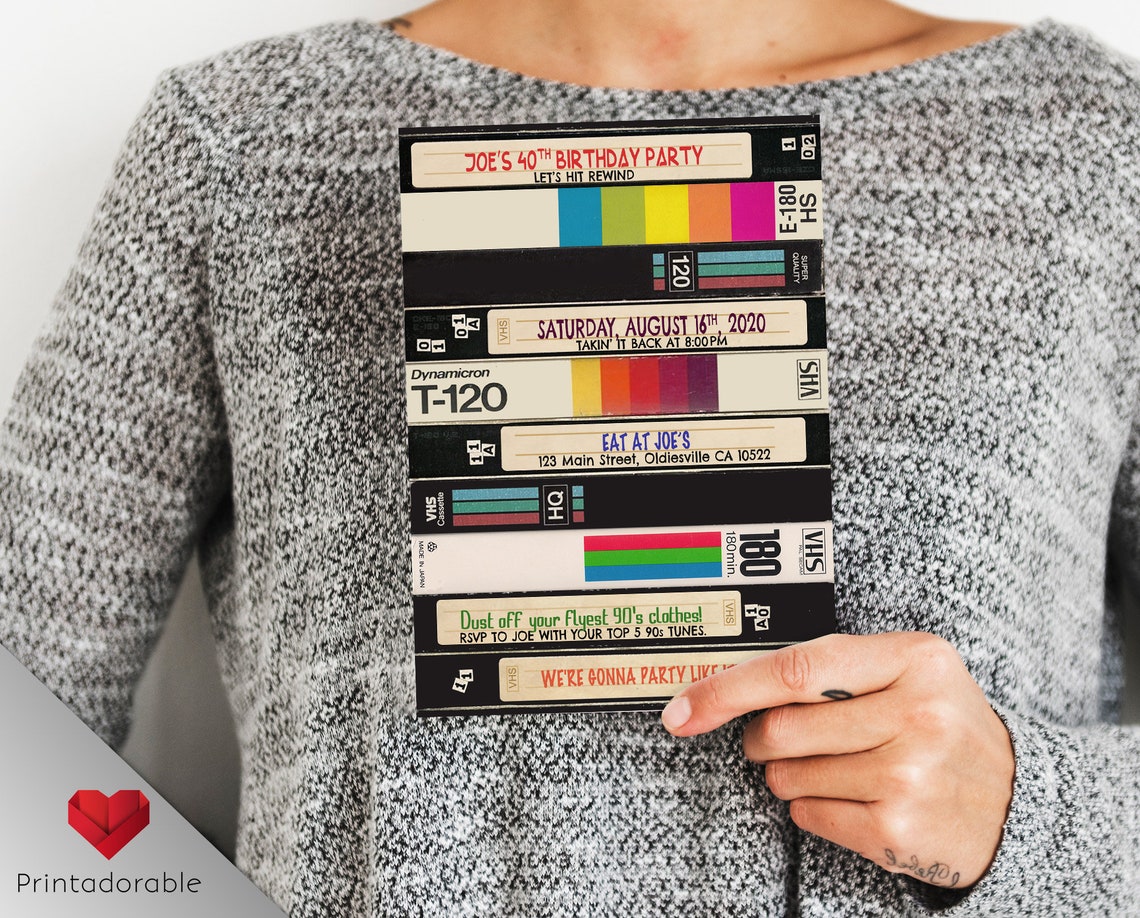 Original VHS Pile Invitation for an 80s or 90s Birthday Party - Etsy
