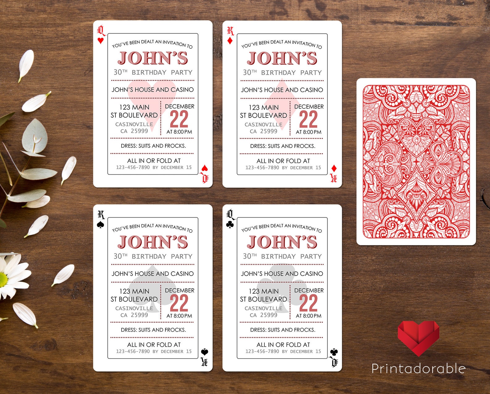 Casino Playing Cards Birthday Invitation - Etsy